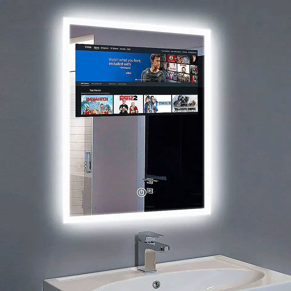 FCC Rectangular Lighted Bathroom Mirror 21.5 Inch Multifunctional Smart ...